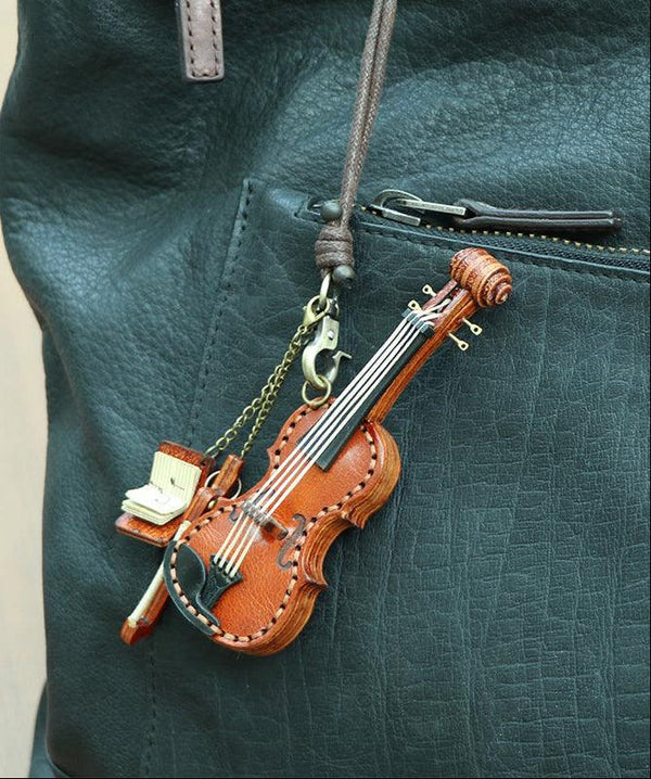 Handcrafted Full Grain Leather Mini Violin & Double Bass Bag Charm – L ...