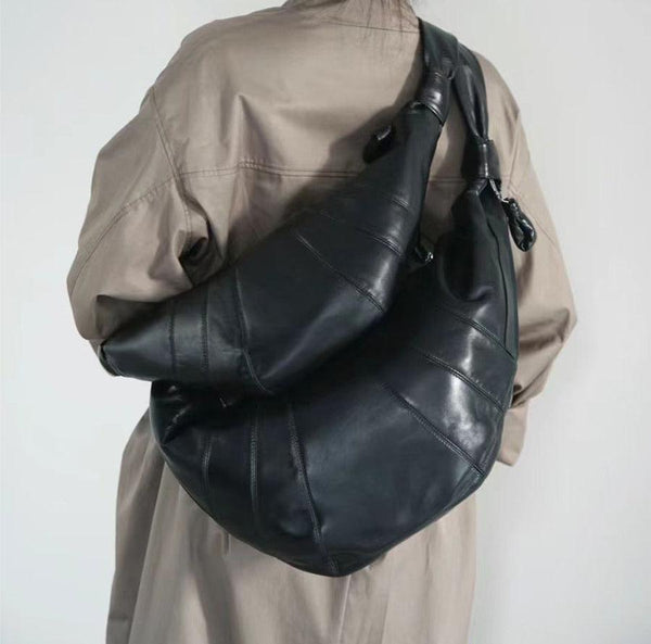 Large & Medium Lambskin Zipped Crossbody Hobo Bag, Leather Designer Sh ...