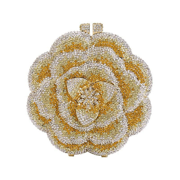 Bridal Wedding Clutch, Handcrafted Flower Clutch Bag Rhinestone Floral ...